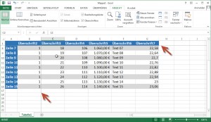 Excel Zeilen und Spalten festsetzen fixieren oder einfrieren